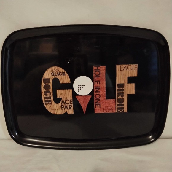 Couroc | Dining | Vintage Couroc Of Monterey Tray Wood Inlay Golf Black ...